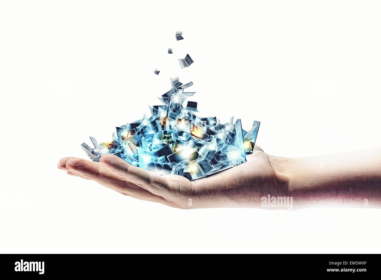 Laptops in hand Stock Photo - Alamy