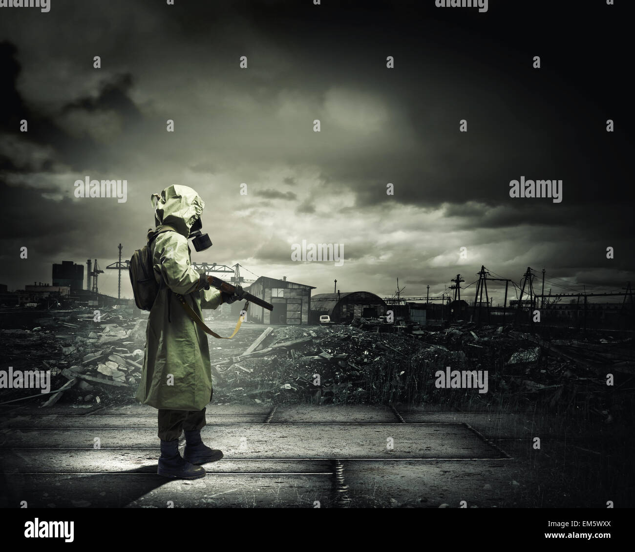 Stalker with gun Stock Photo - Alamy