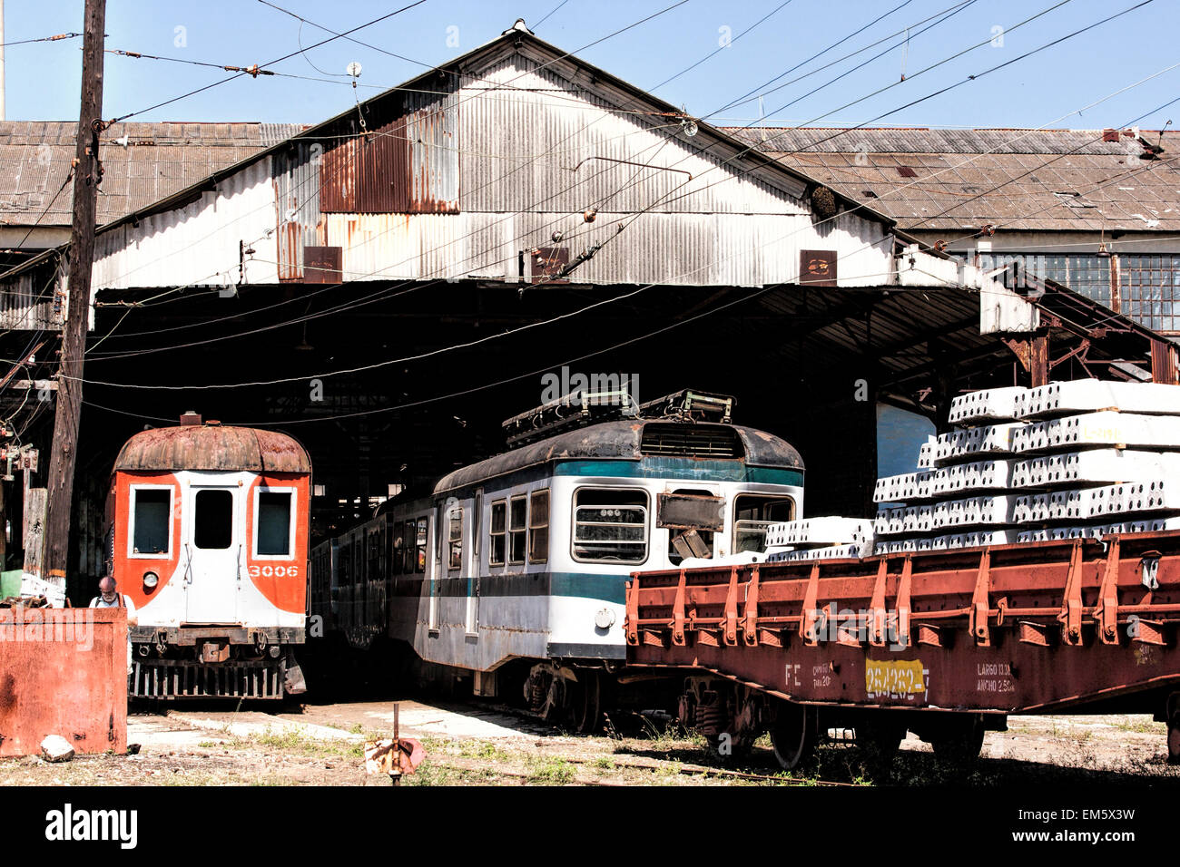 Old diesel train repair workshop at a disused closed sugar mill in ...