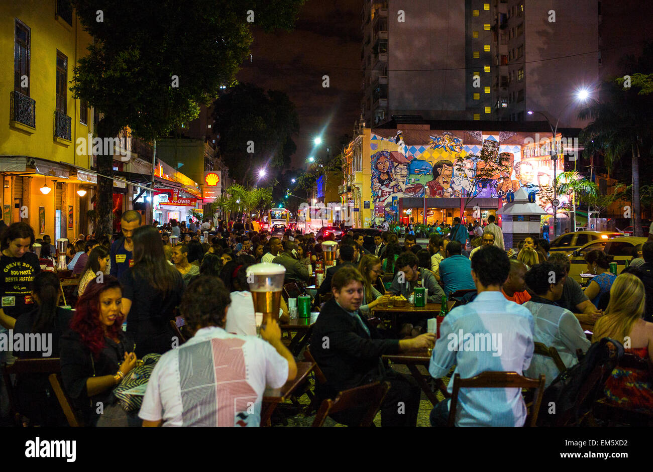 Brazil, Rio De Janeiro, nightlife in Arcos Da Lava district Stock Photo ...