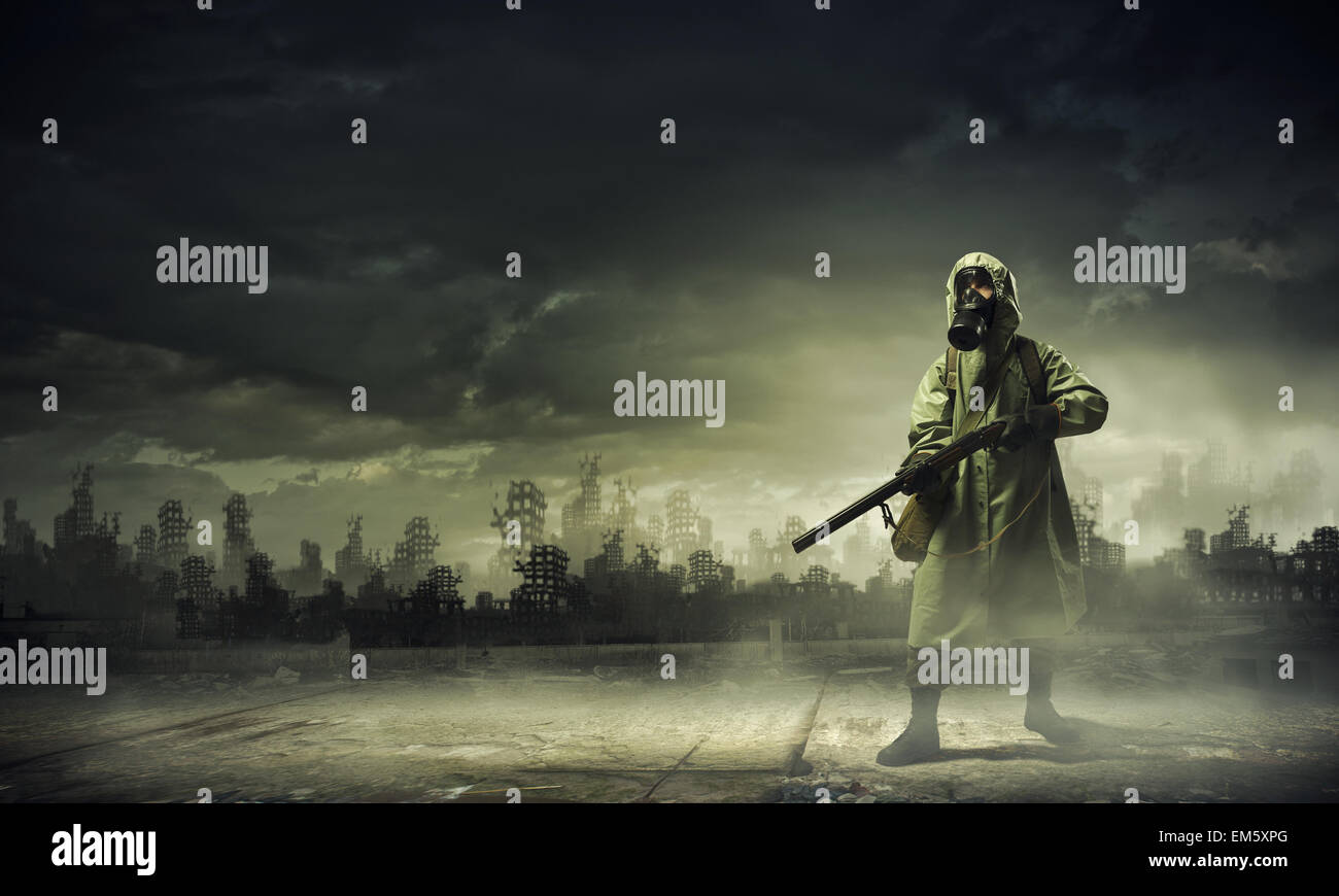 Stalker with gun Stock Photo - Alamy