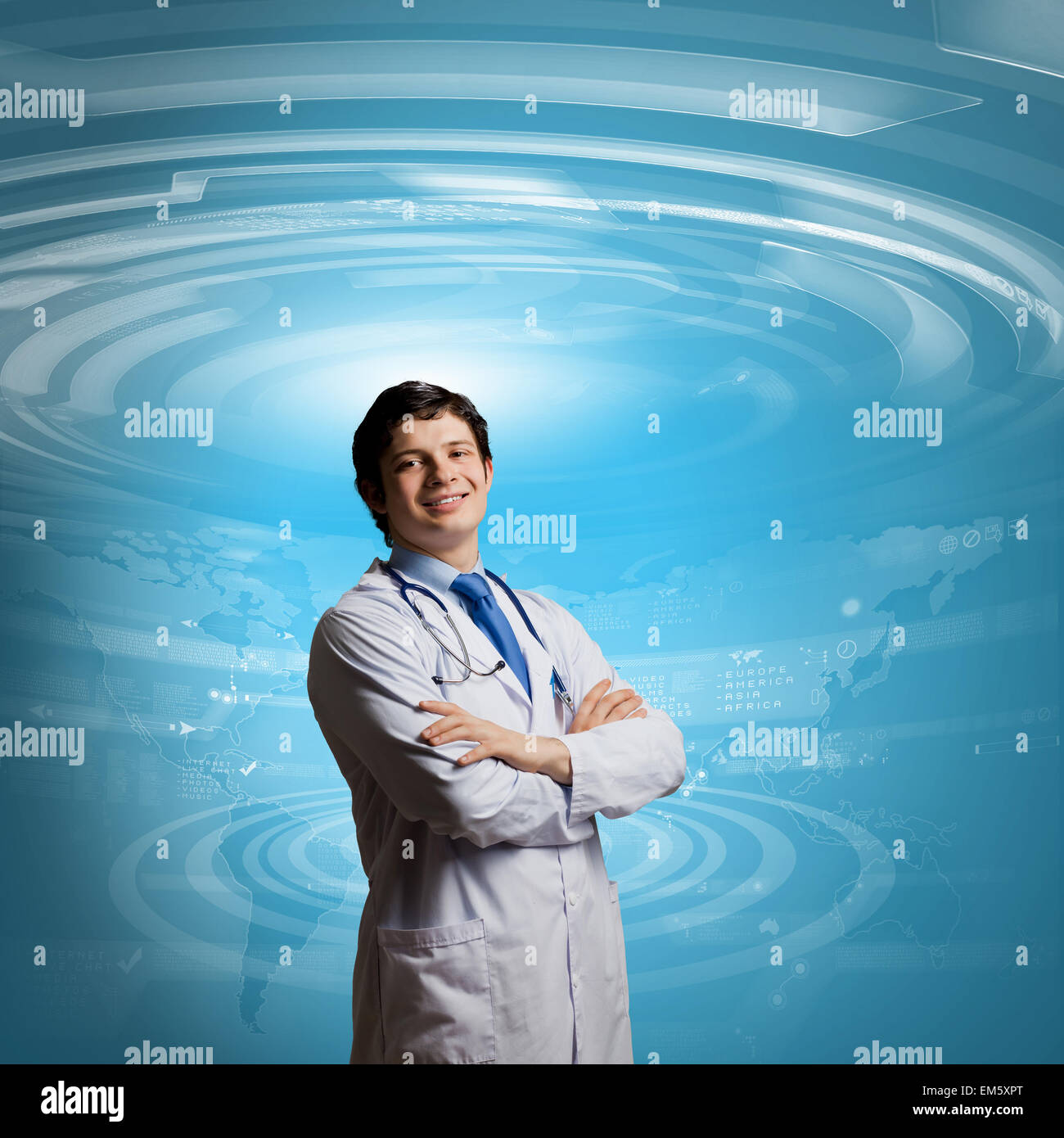 Male doctor thinking Stock Photo - Alamy