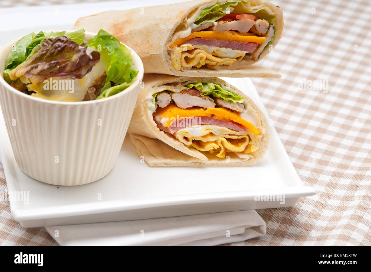 club sandwich pita bread roll Stock Photo - Alamy
