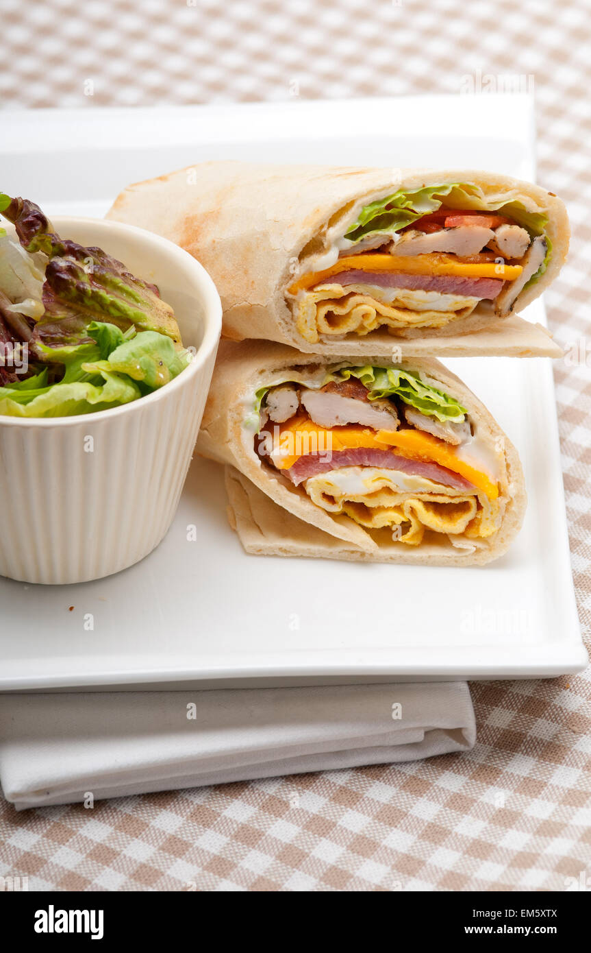 club sandwich pita bread roll Stock Photo - Alamy