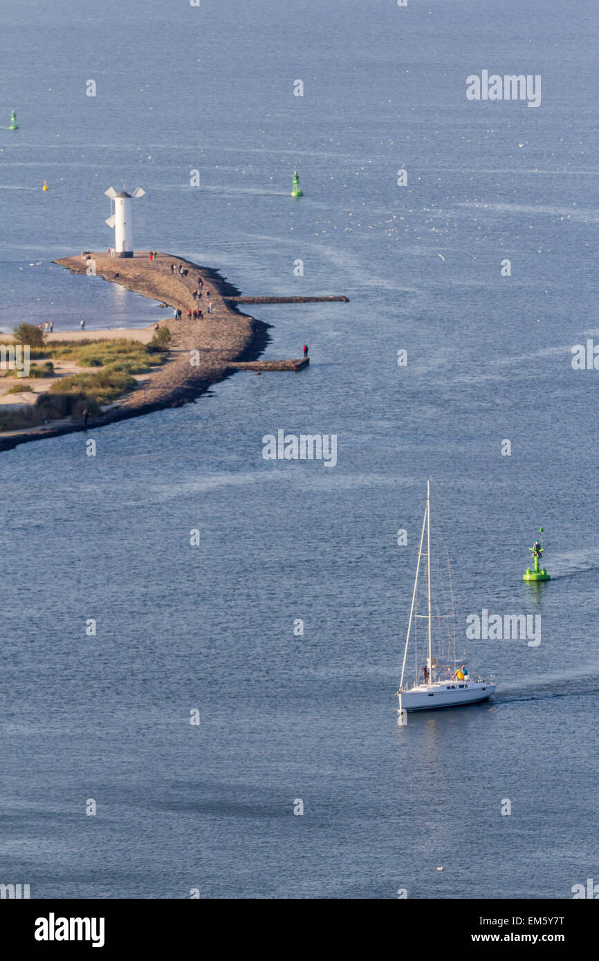 Mouth of Swina and Stawa Mlyny on the left - a beacon in the shape of a ...