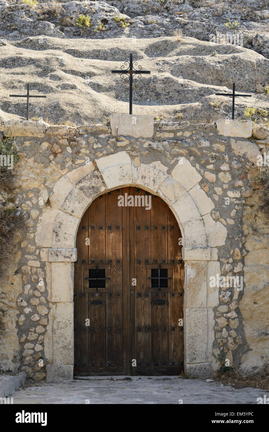 Spain, Castile La Mancha, Shrine overlooking Monastary of Ascles ...