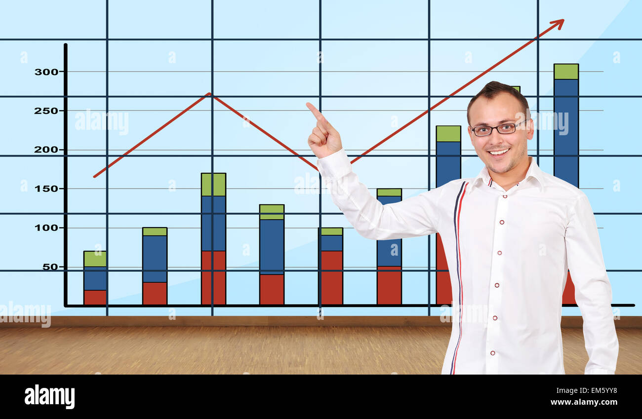 man pointing at graph Stock Photo - Alamy