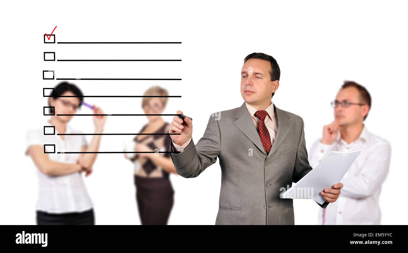 man drawing check box Stock Photo - Alamy