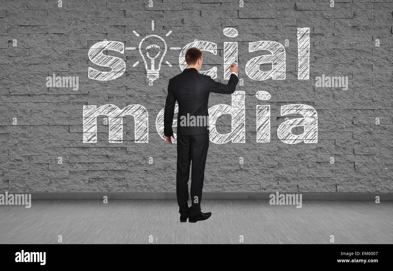 man drawing social media Stock Photo - Alamy