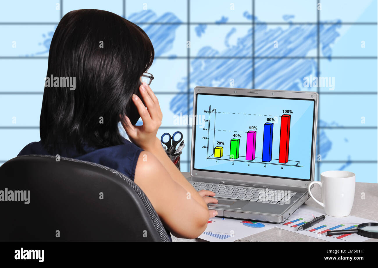 woman and chart on screen Stock Photo - Alamy