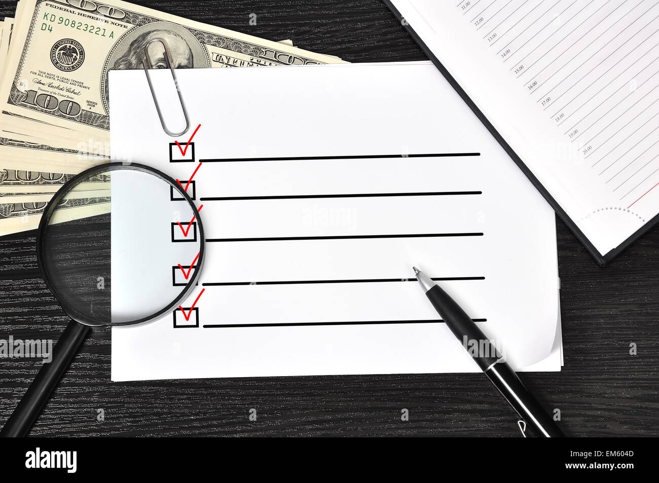 paper with check box Stock Photo - Alamy