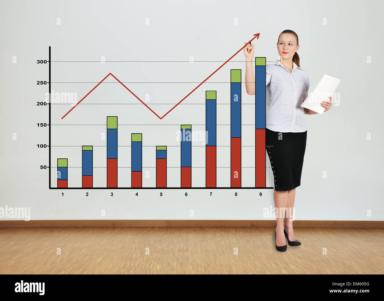 woman drawing graph Stock Photo - Alamy