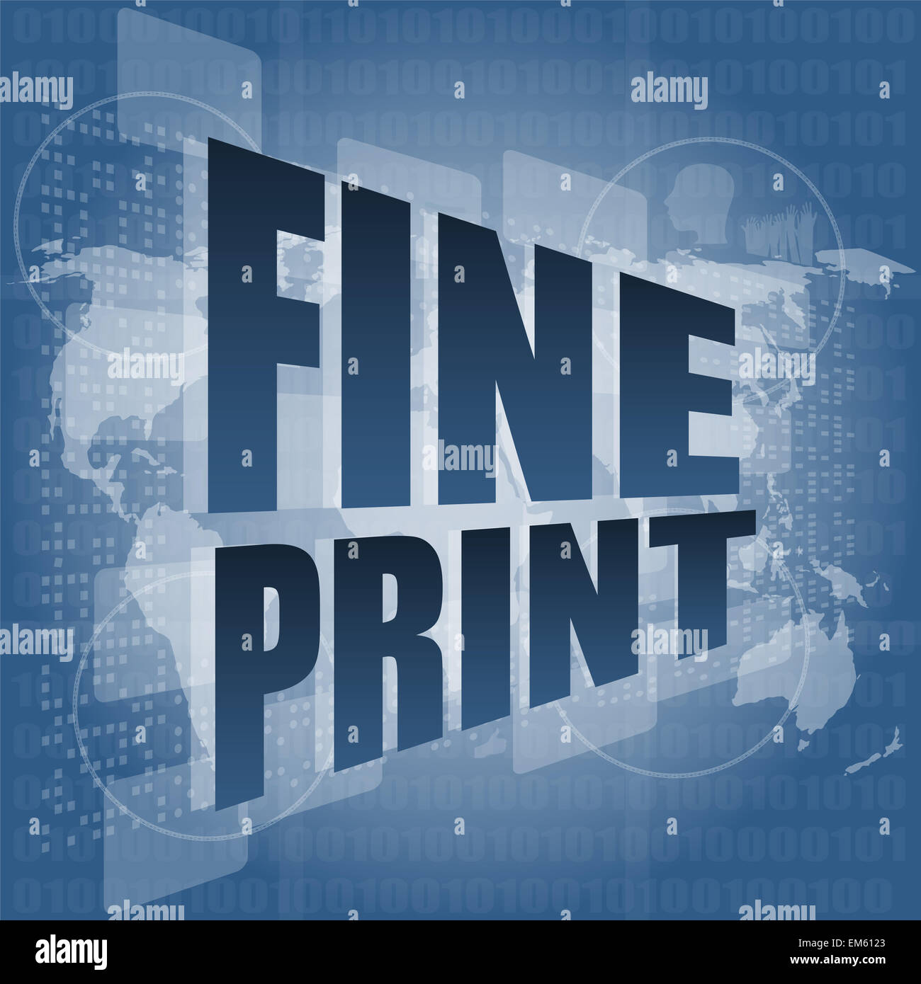 fine print words on digital touch screen interface Stock Photo - Alamy