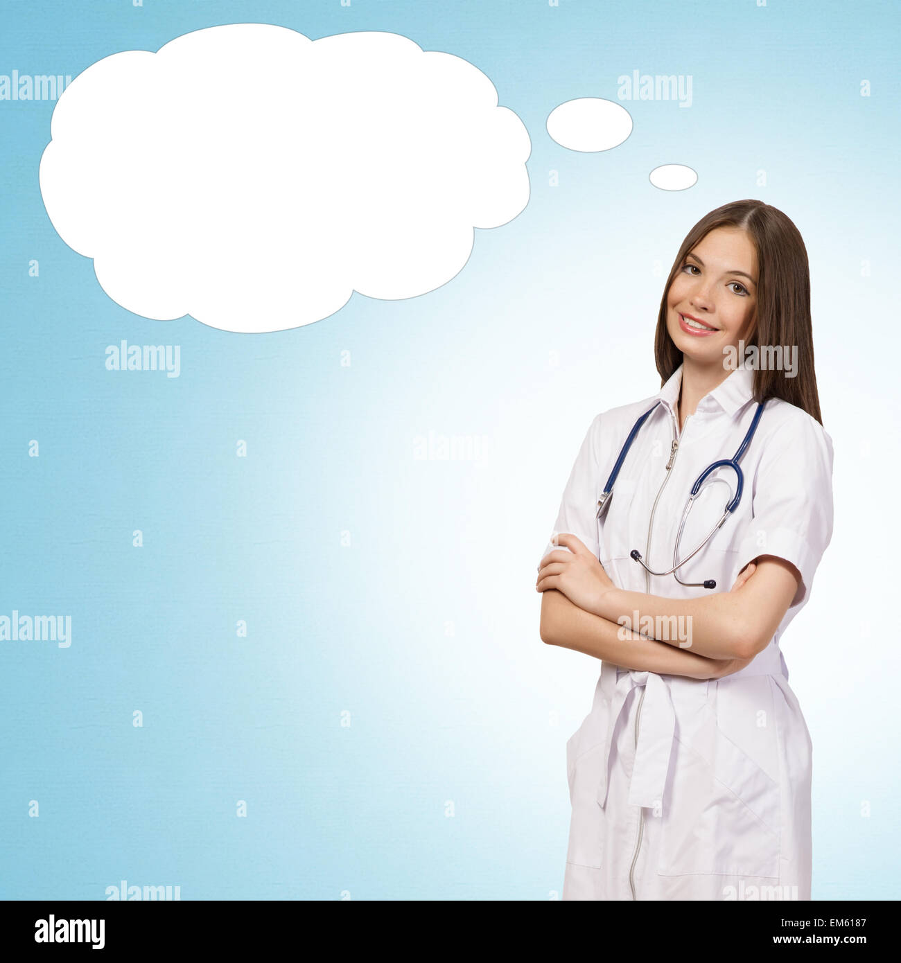 young woman doctor thinks Stock Photo - Alamy