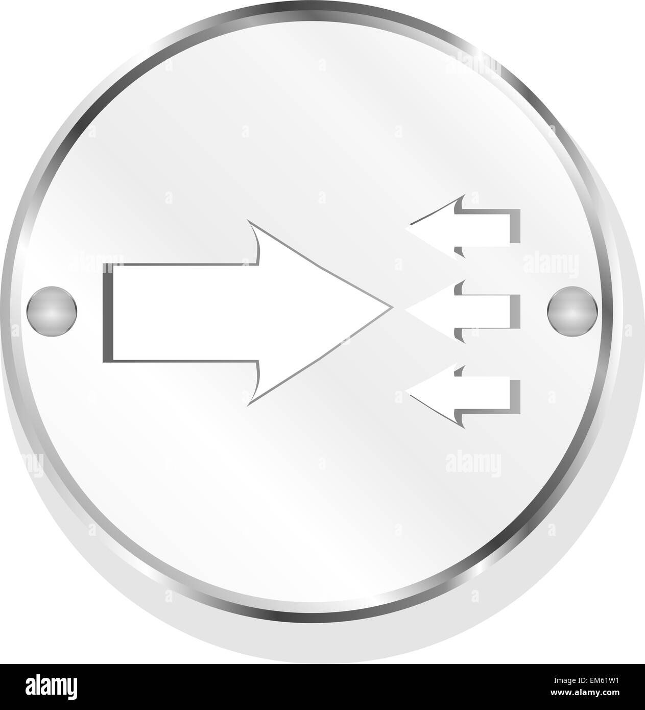 Button with metal (chrome) texture and arrow sign Stock Photo - Alamy