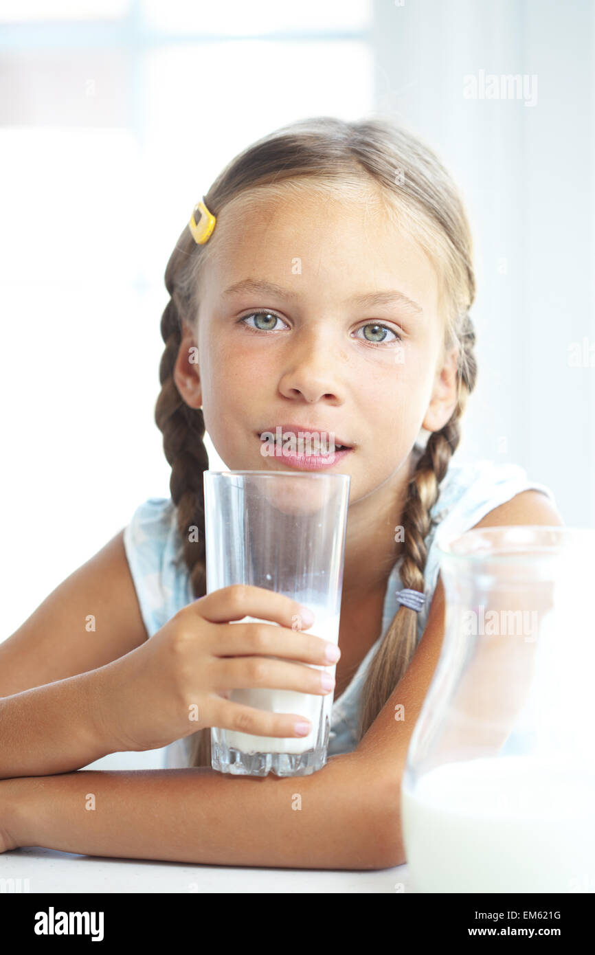Child drinks milk Stock Photo - Alamy