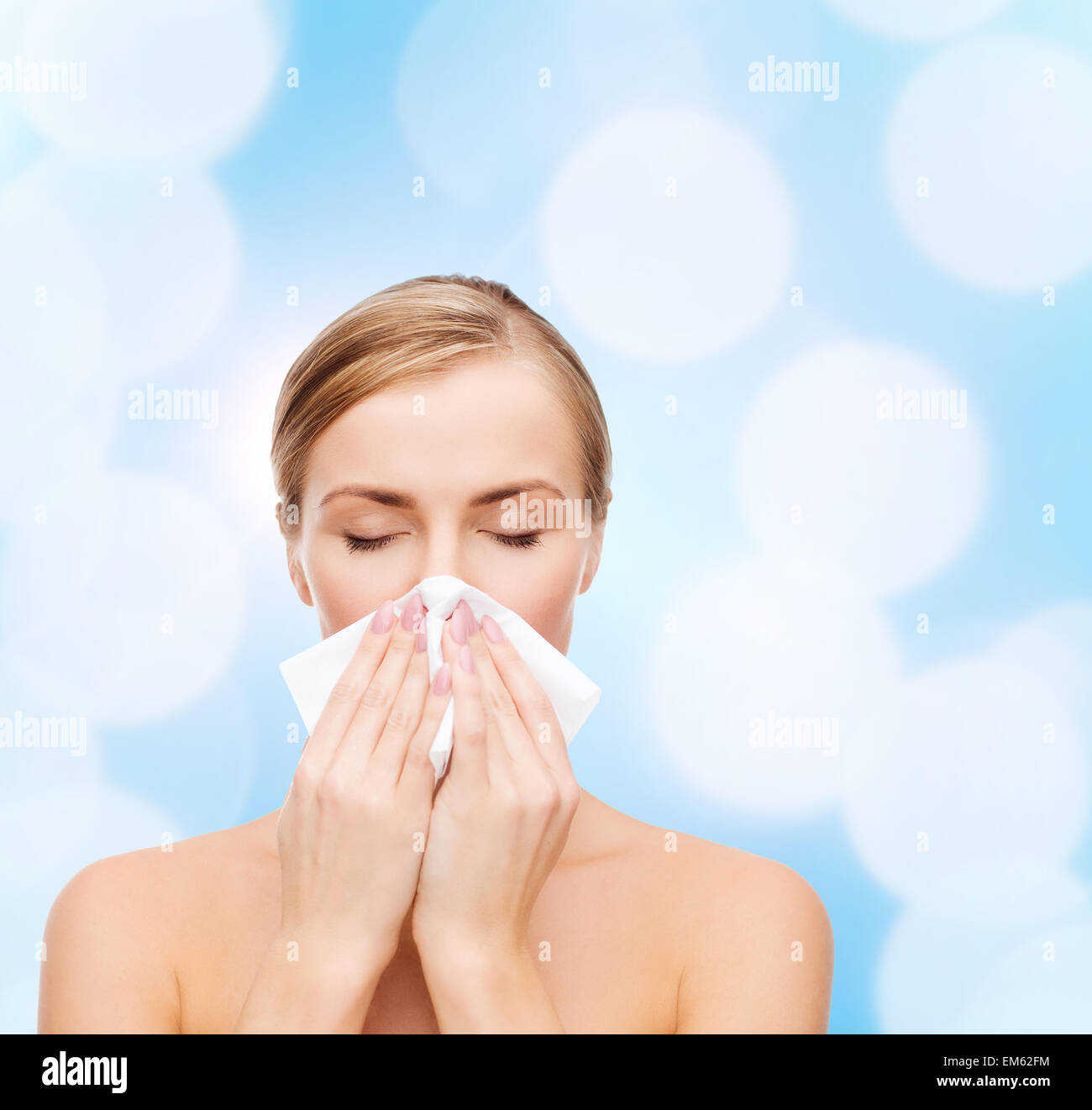 beautiful woman with paper tissue Stock Photo - Alamy