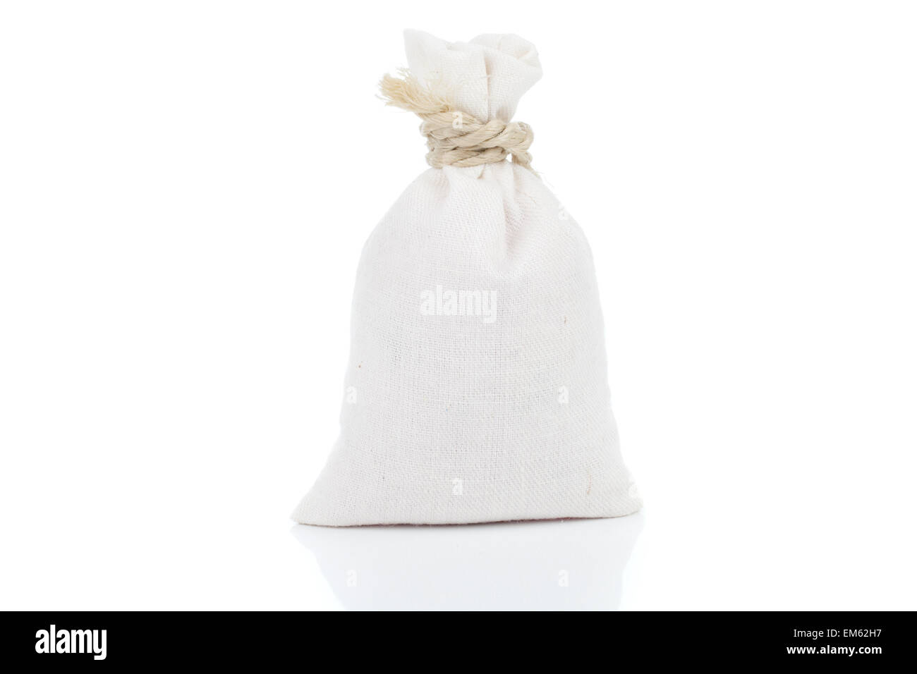 Small, white sack, isolated on white Stock Photo - Alamy