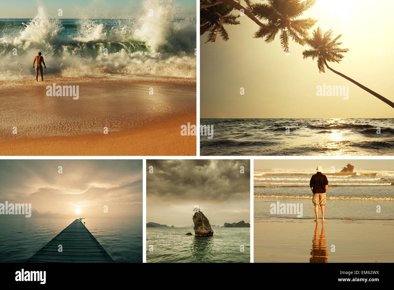Beach scene collage Stock Photo - Alamy
