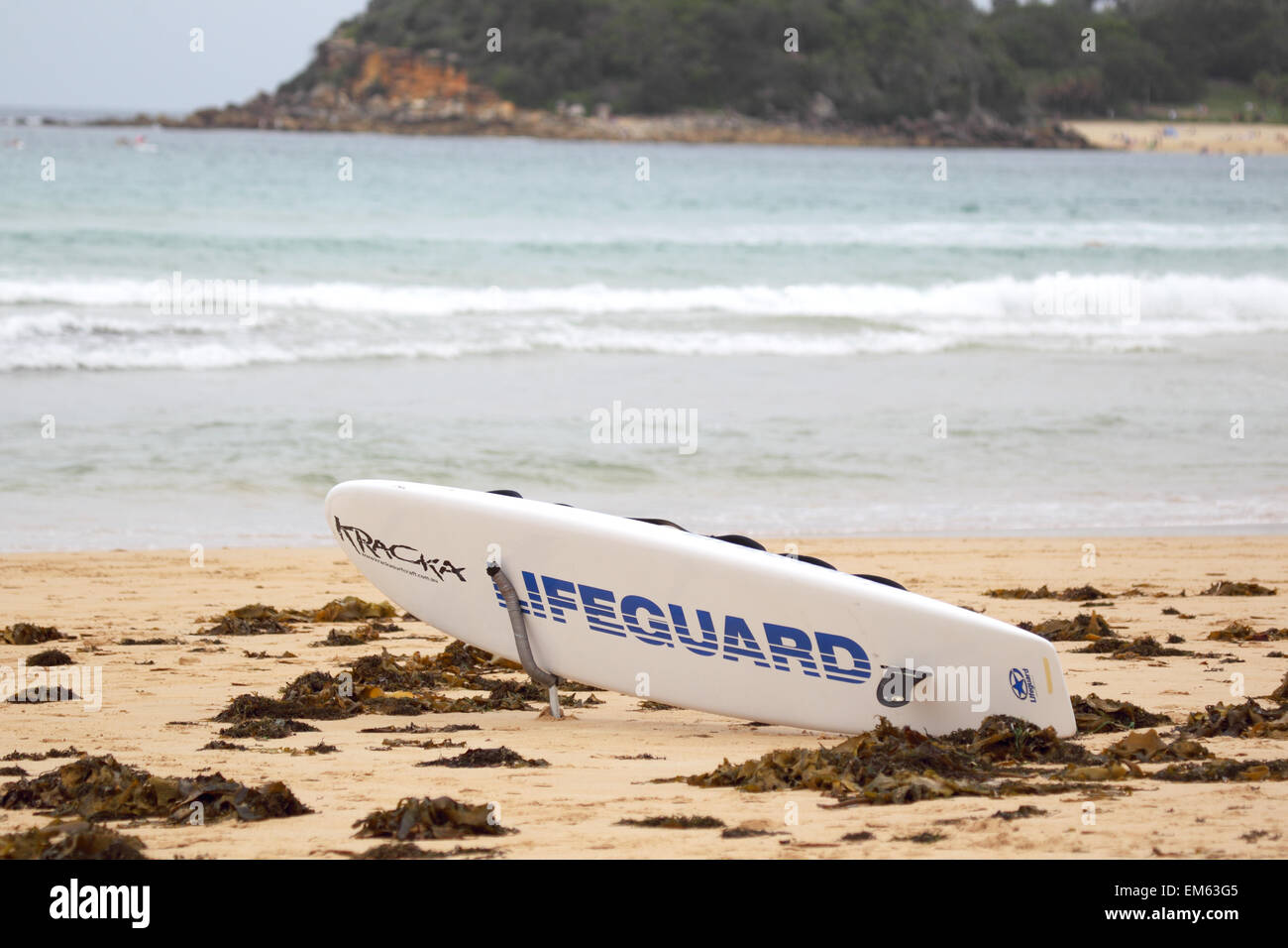 Lifeguard Surfboard on the beach of Manly, Sydney, Australia Stock ...