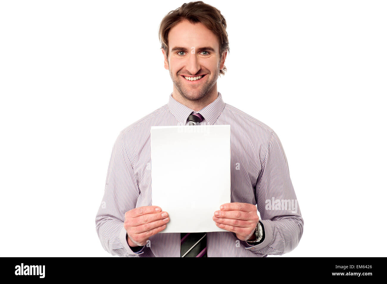 Businessman holding blank paper hi-res stock photography and images - Alamy