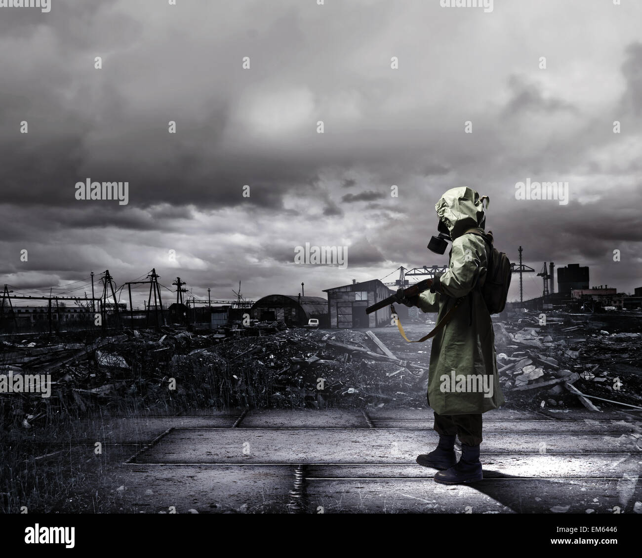 Stalker with gun Stock Photo - Alamy