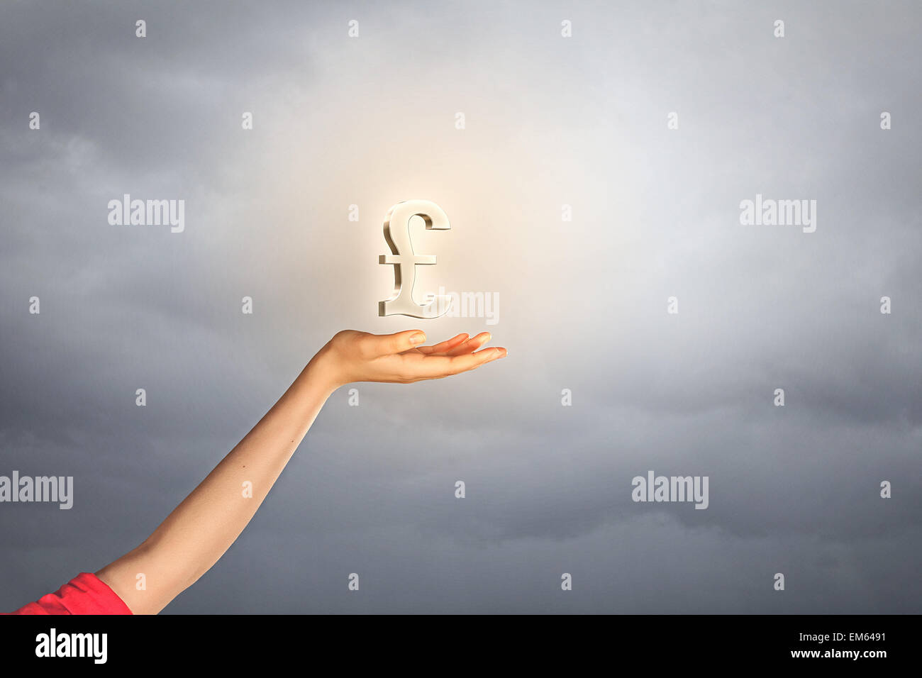 Pound sign in hand Stock Photo - Alamy