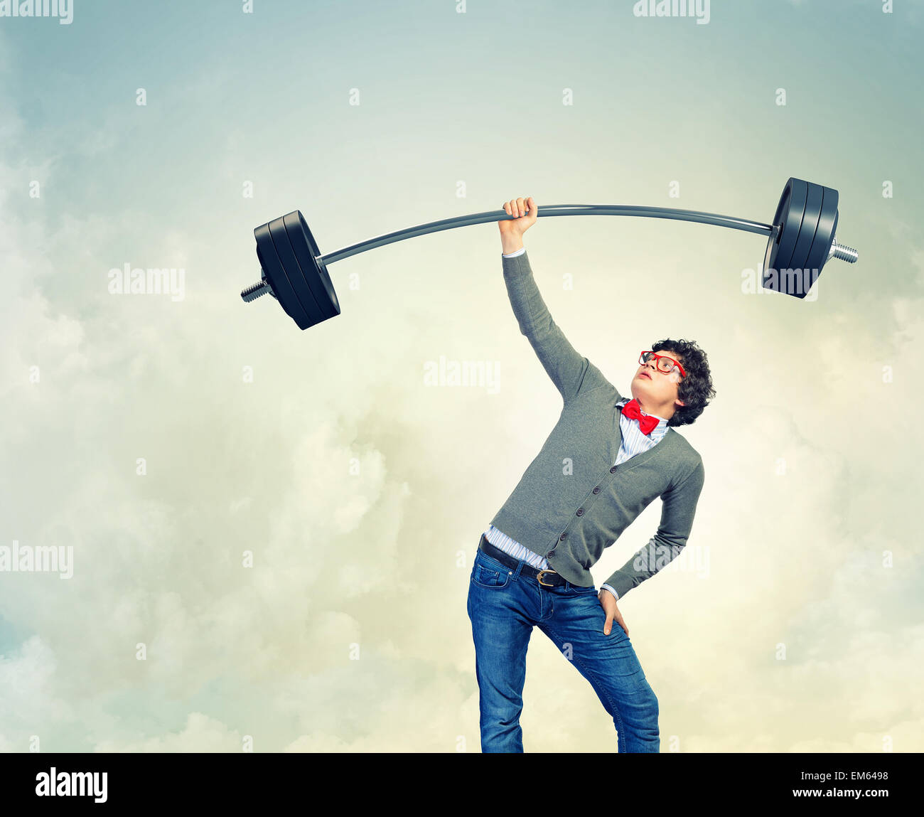 Strong businessman lifting heavy hi-res stock photography and images ...