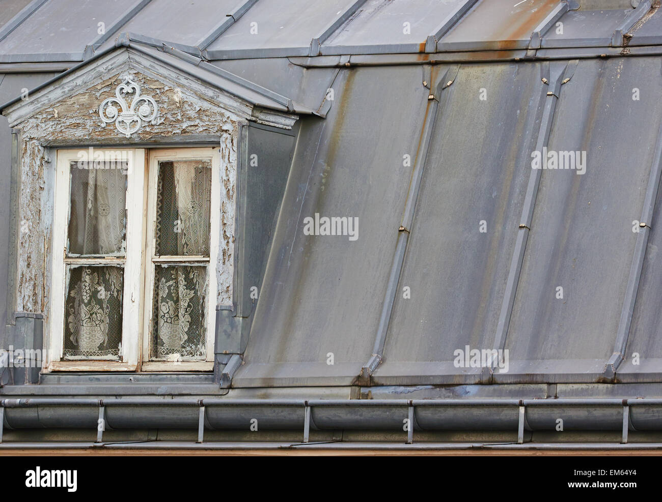 Attic window in rooftop room Montmartre Paris France Europe Stock Photo ...