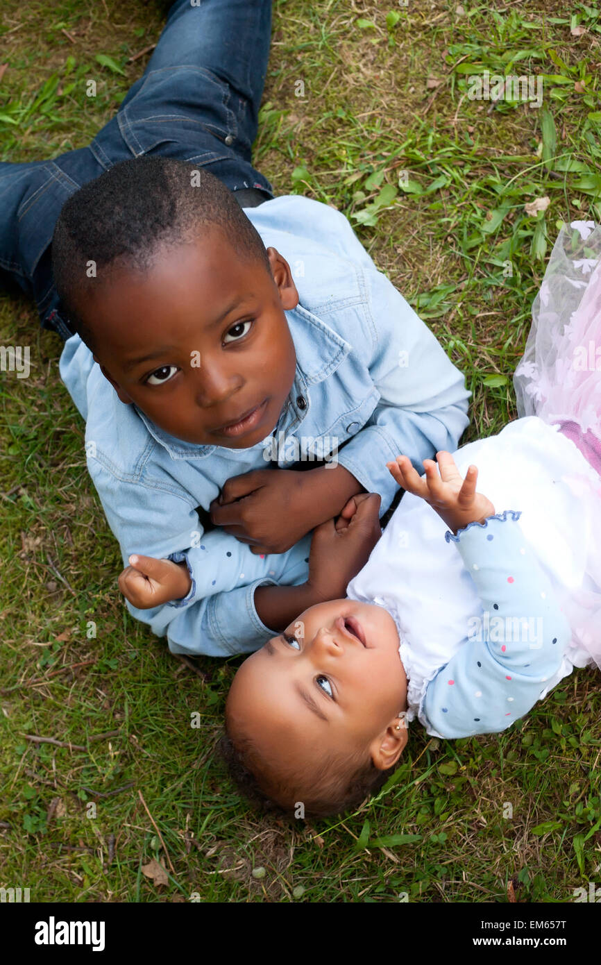 African brother and sister Stock Photo - Alamy