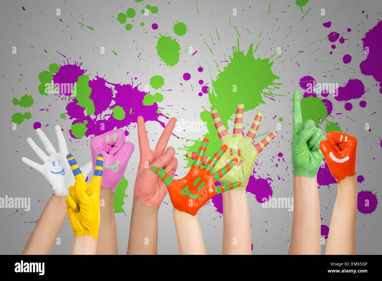 Hands child painted different colors hi-res stock photography and ...