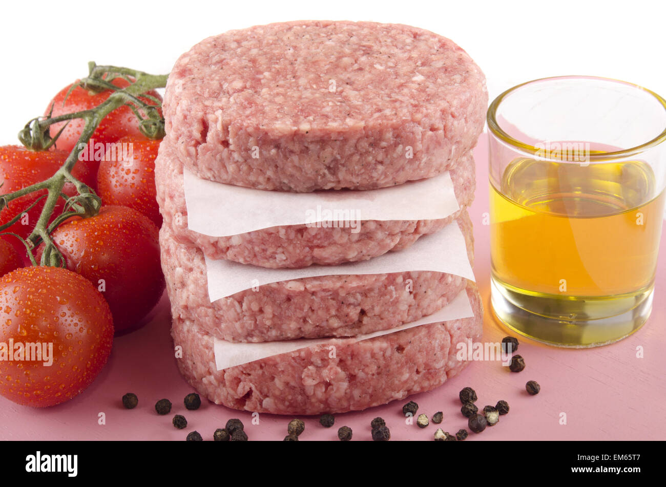 home made raw beef burger Stock Photo - Alamy