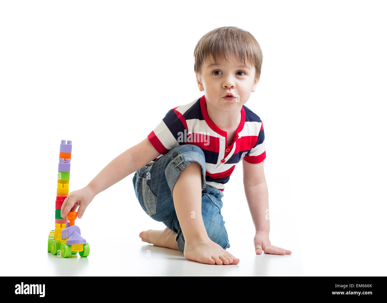 kid playing with building blocks Stock Photo - Alamy