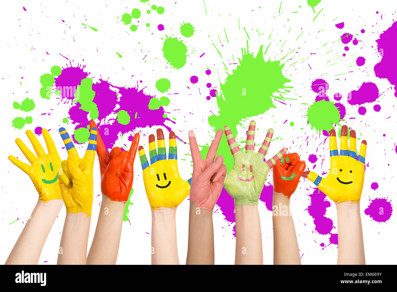 Hands child painted different colors hi-res stock photography and ...