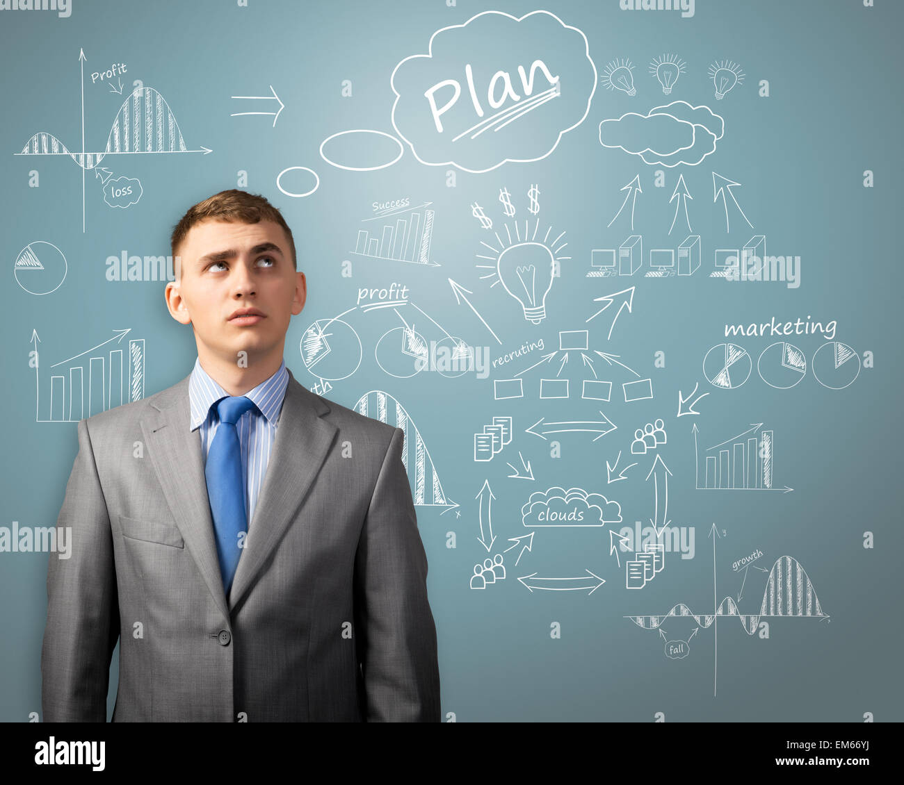 businessman thinking about innovation in business Stock Photo - Alamy