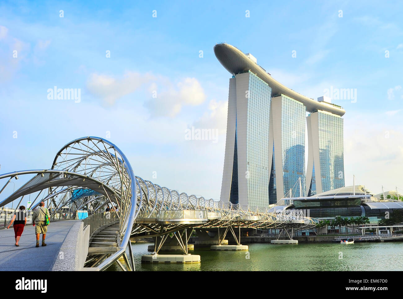 The Helix Bridge and Marina Bay Sands in Singapore Stock Photo - Alamy