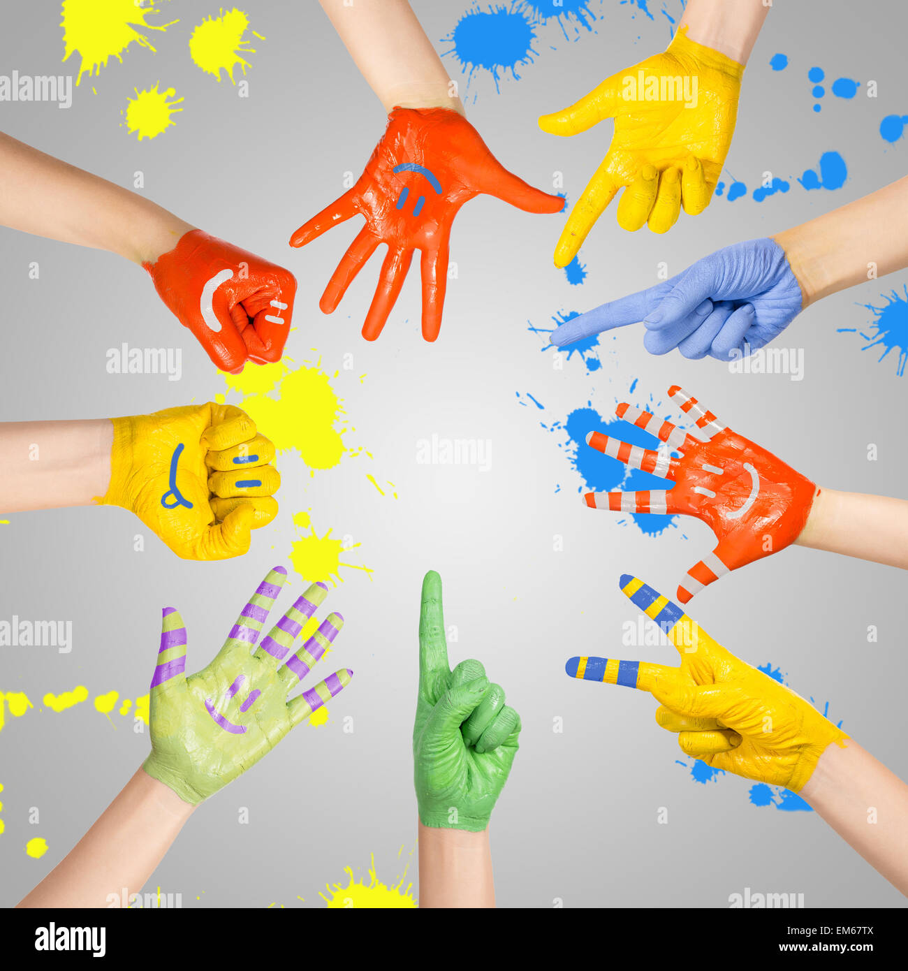painted children's hands Stock Photo - Alamy