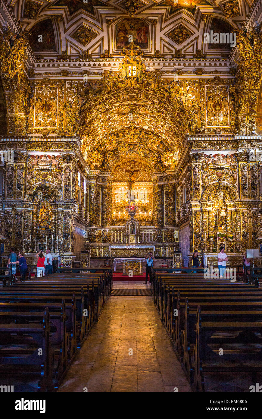 Brazil, Salvador, statues of saints and gold decorations in the St ...