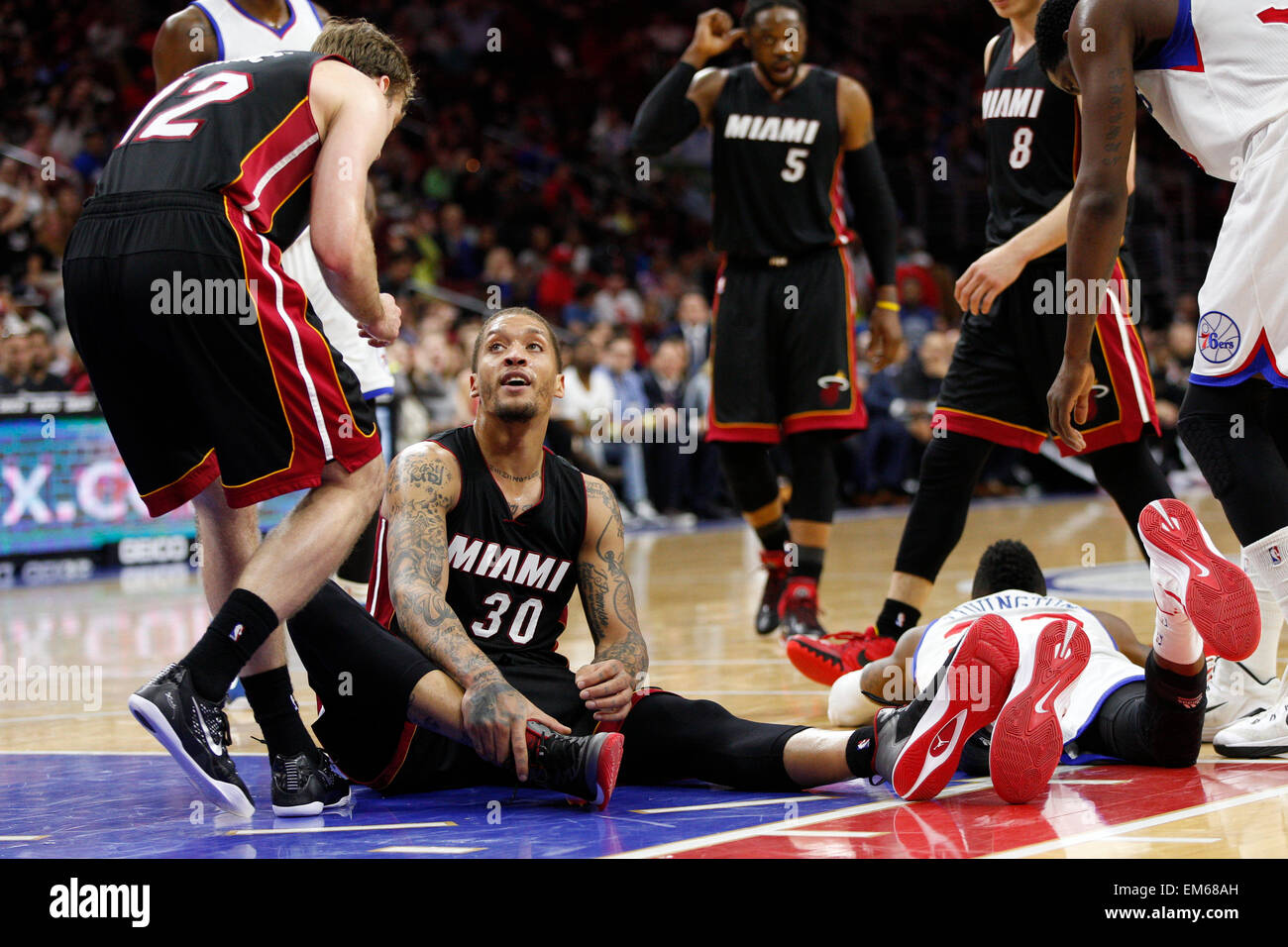 April 15, 2015: Miami Heat forward Michael Beasley (30) looks on as he ...