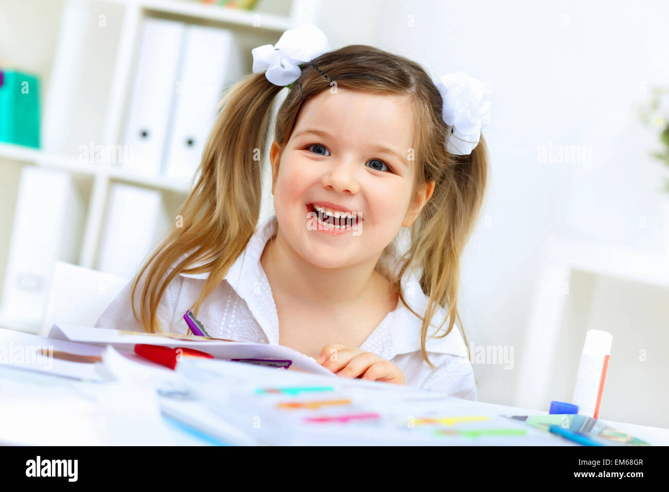 Little girl studying Stock Photo - Alamy