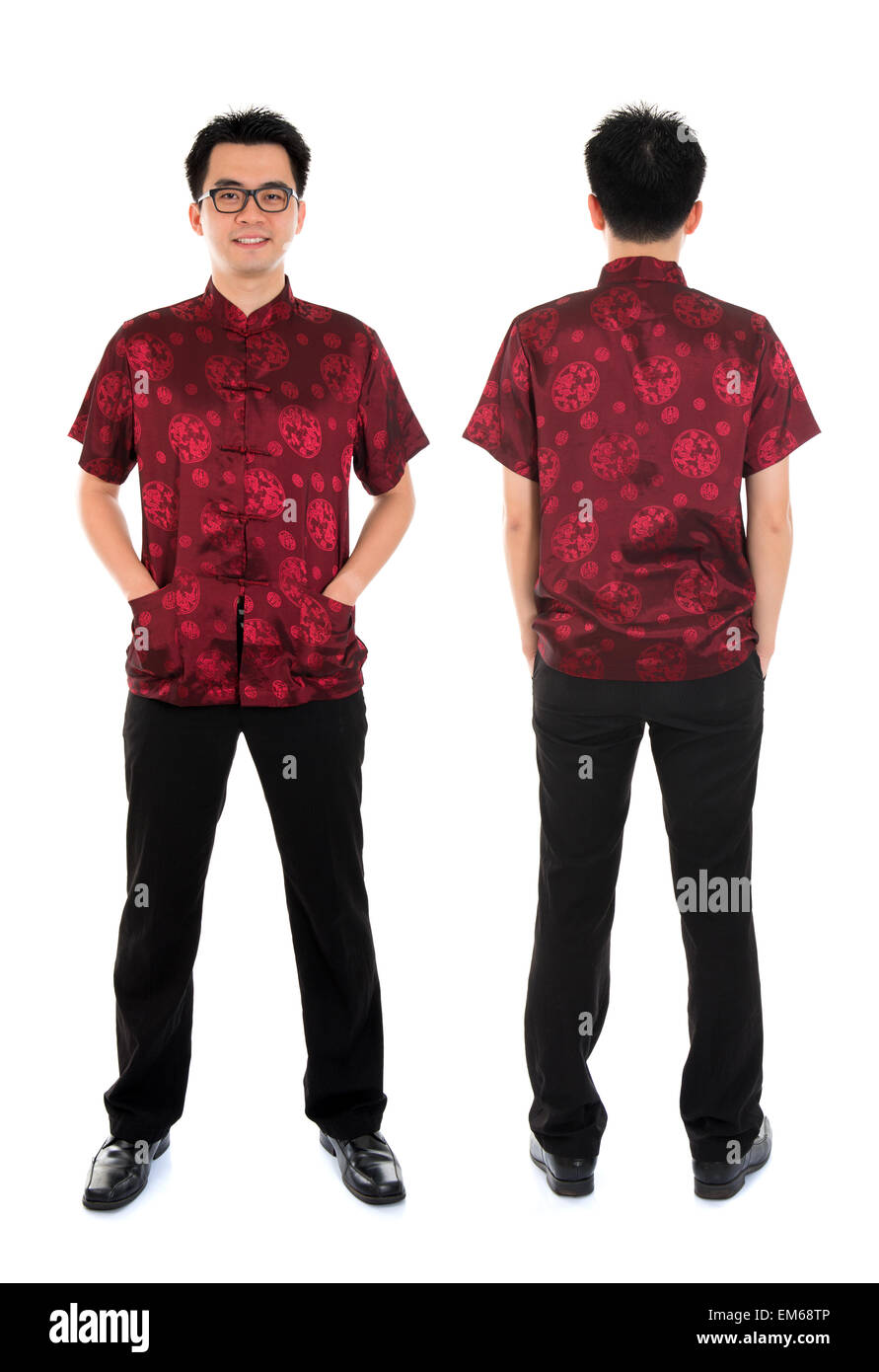Chinese cheongsam male front and back view Stock Photo - Alamy