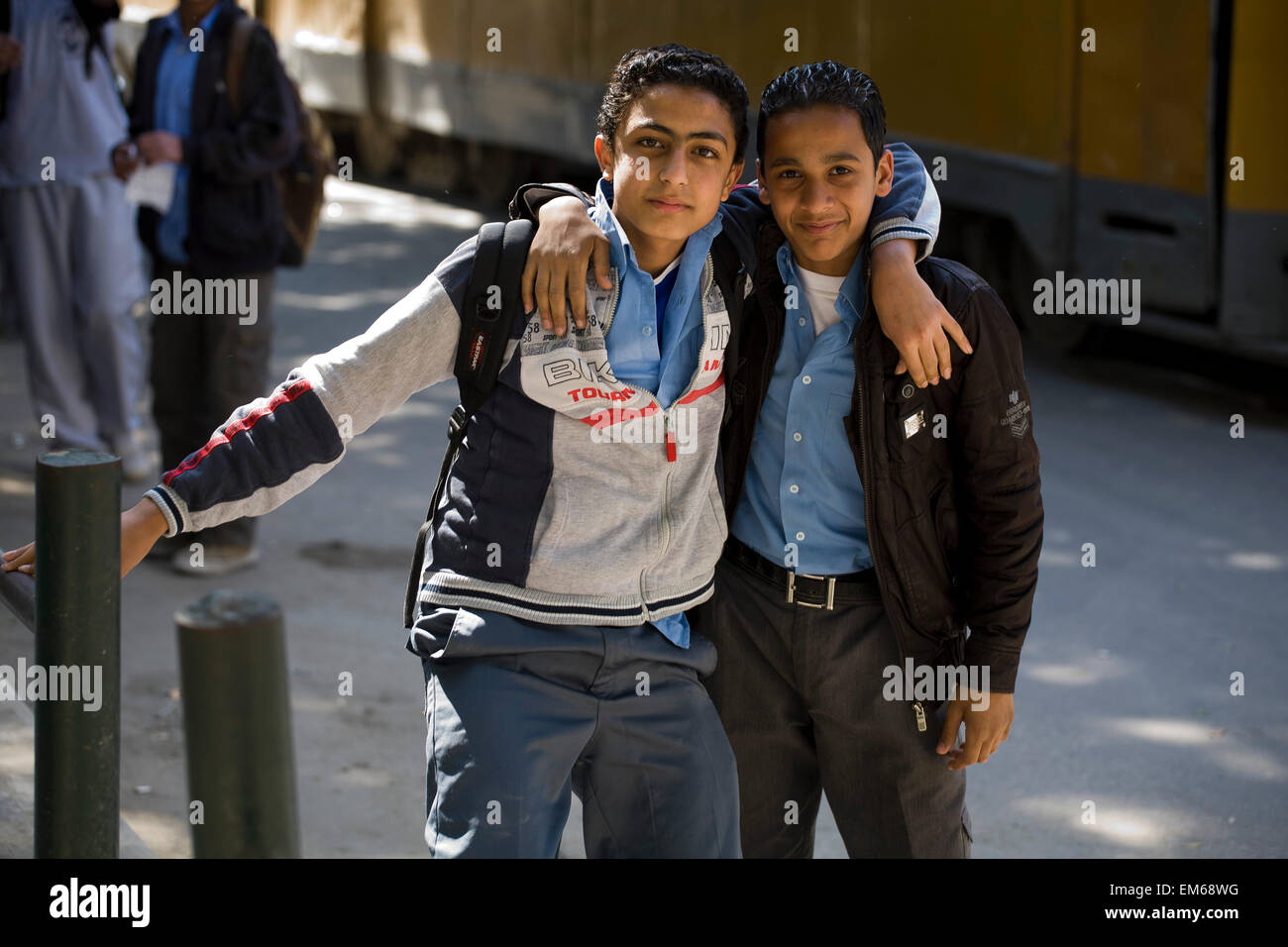 Schoolboys in the street Stock Photo - Alamy