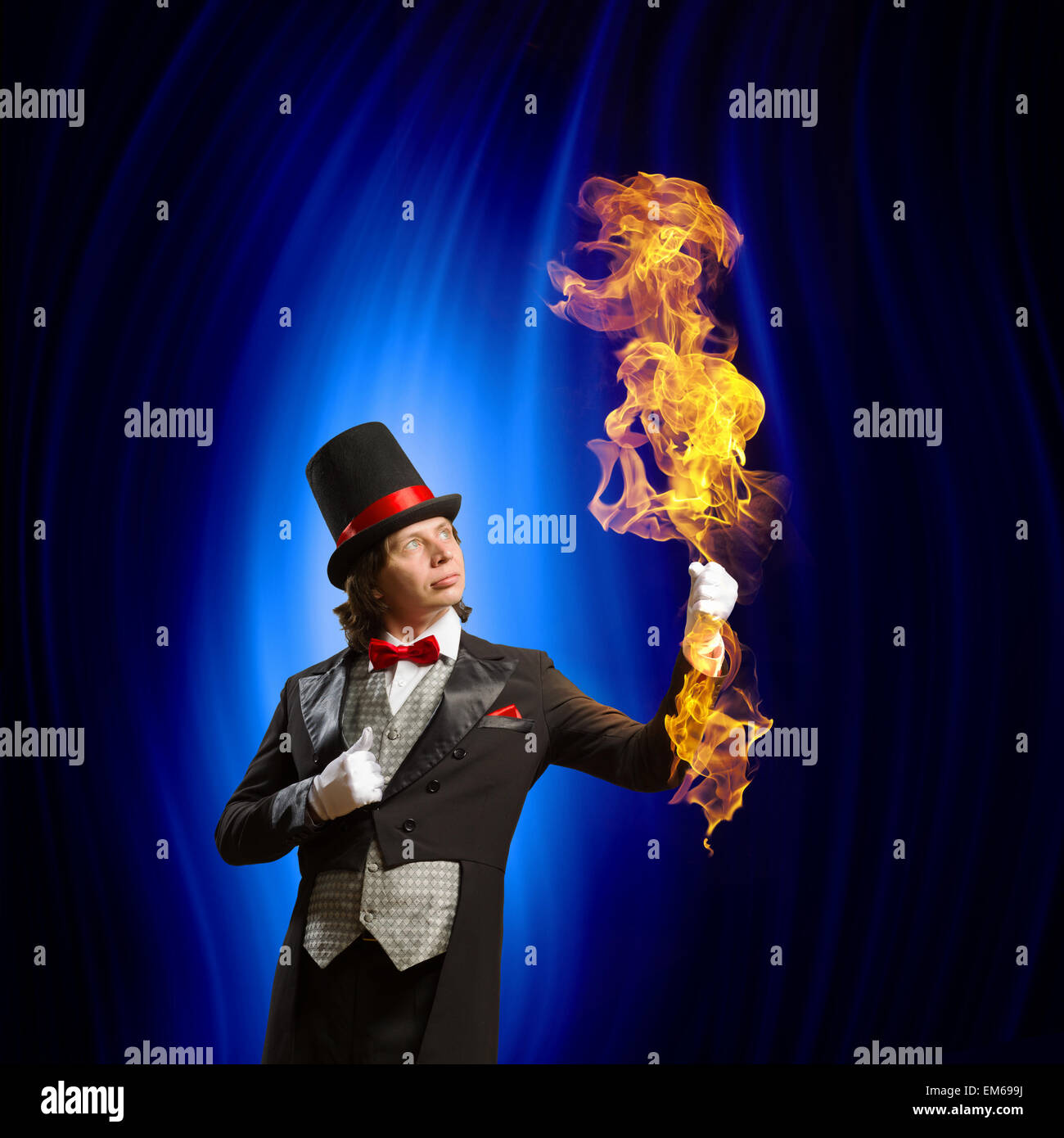 Magician in hat Stock Photo - Alamy