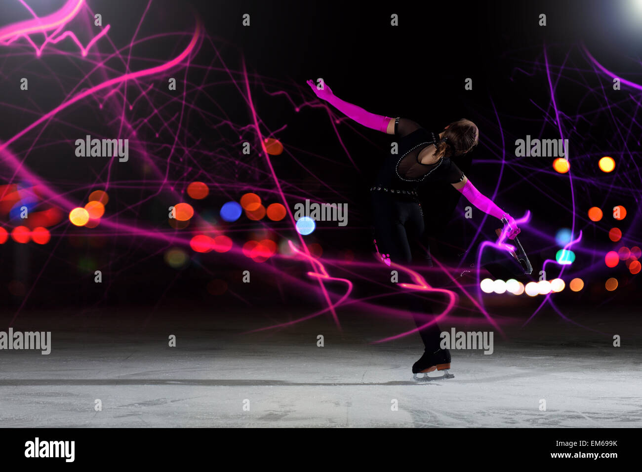 Little girl figure skating Stock Photo - Alamy