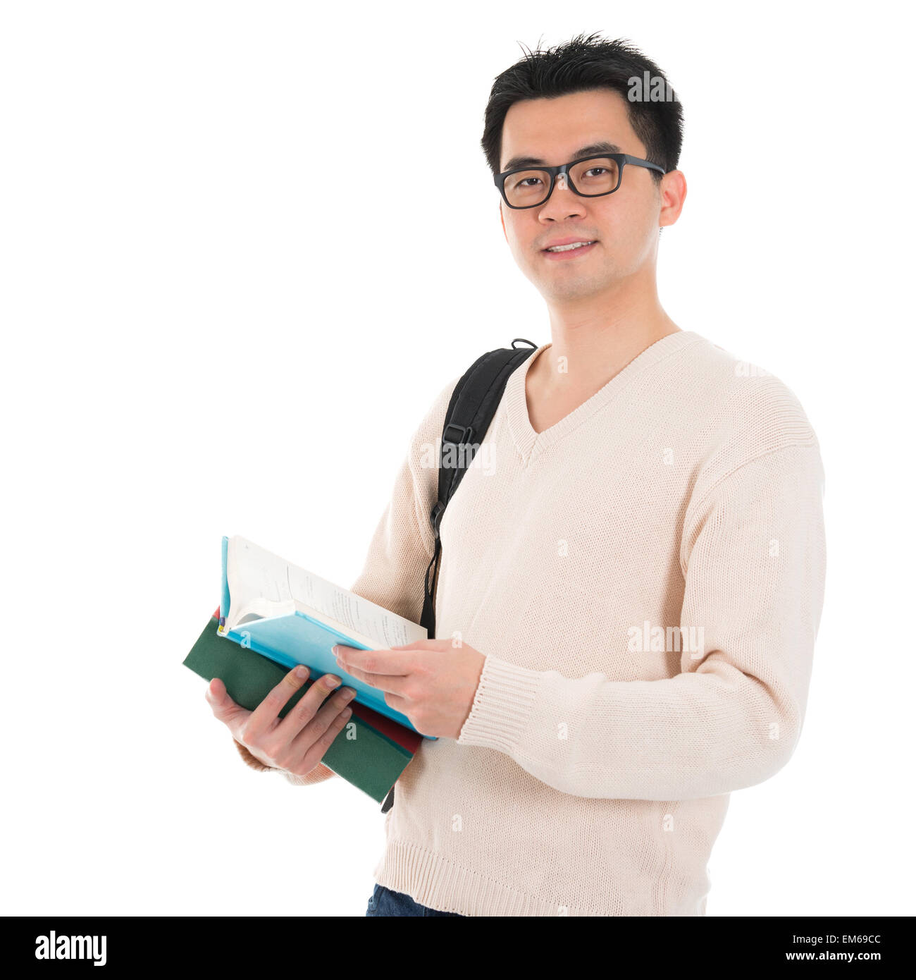 Asian adult student with books Stock Photo - Alamy