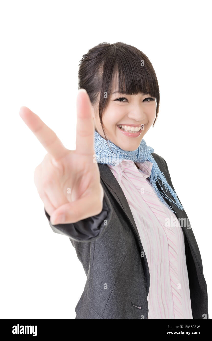Woman showing peace hi-res stock photography and images - Alamy