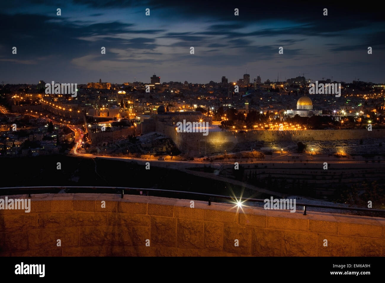 Israel, Panoramic cityscape at night; Jerusalem Stock Photo - Alamy