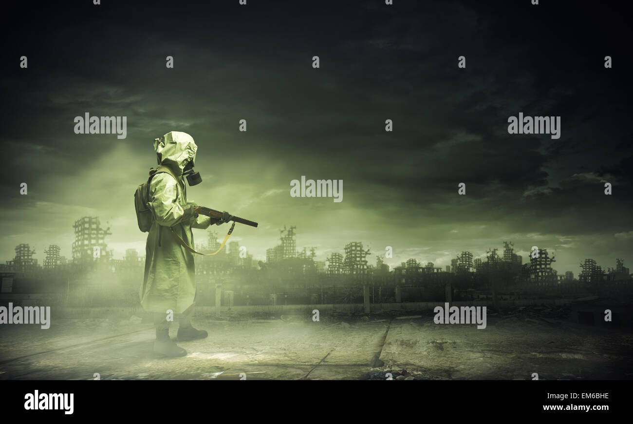 Stalker with gun Stock Photo - Alamy