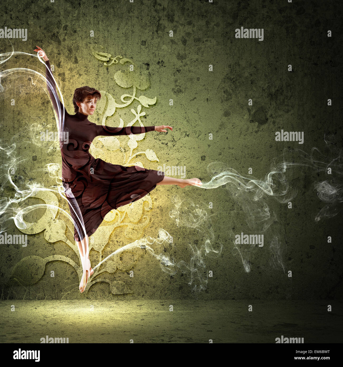 Girl in color dress dancing.Collage Stock Photo - Alamy