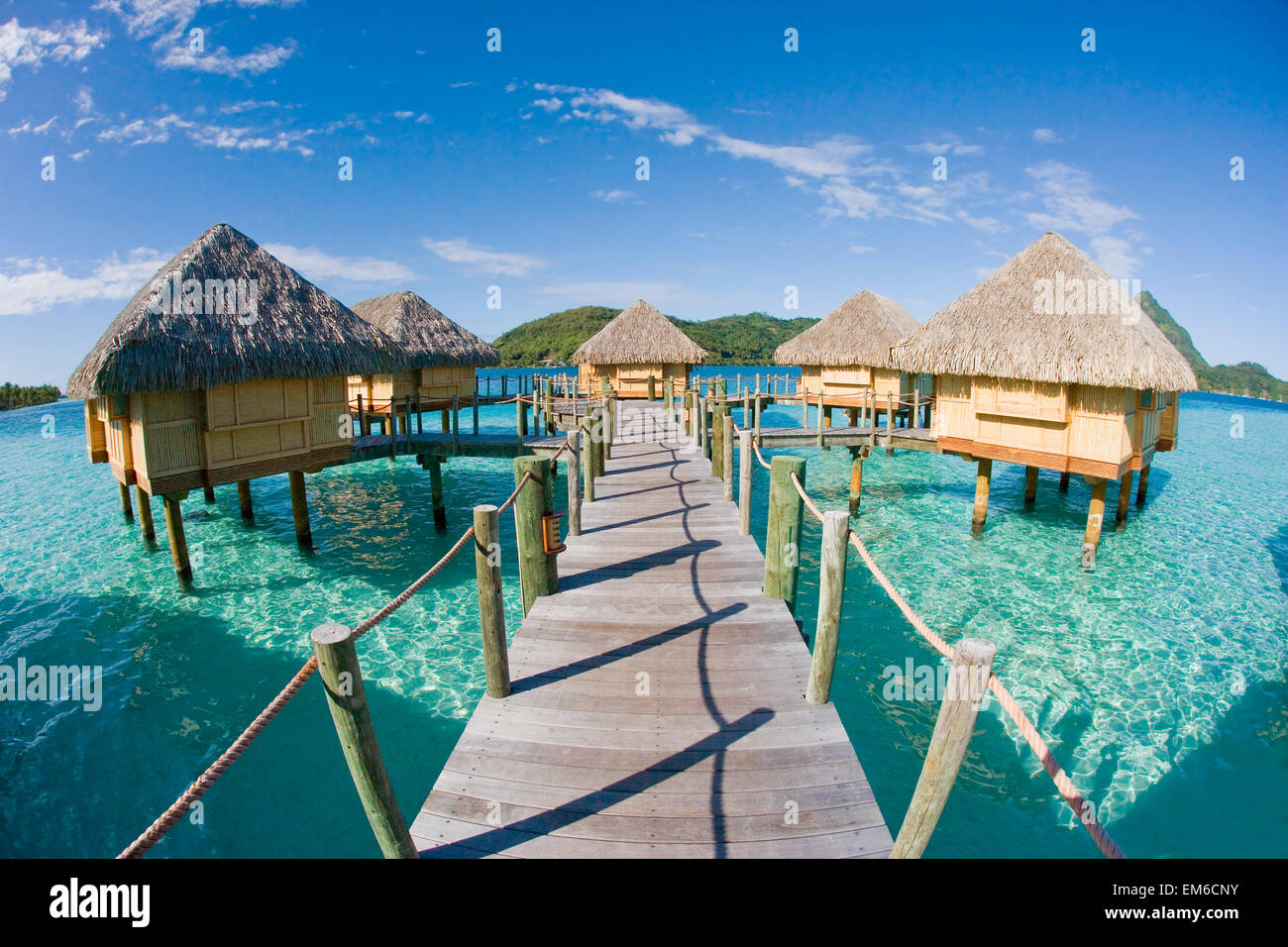 French Polynesia, Pearl Resort, Bungalows Over Beautiful Turquoise ...